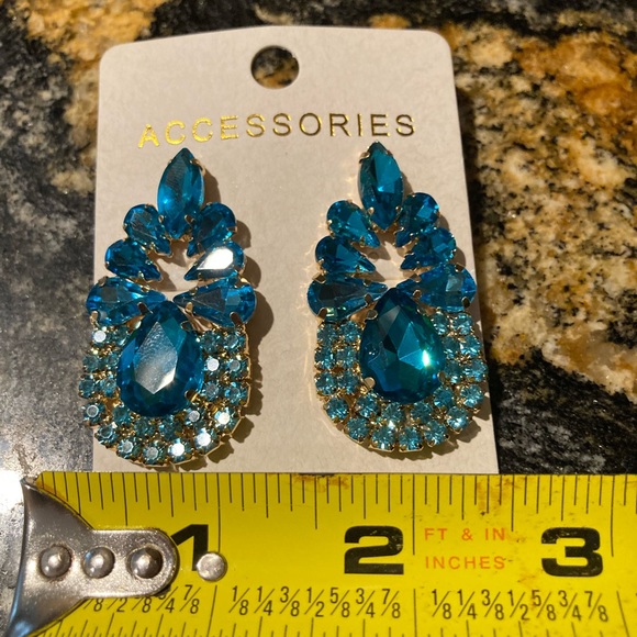 Jewelry | Water Droplet Blue Rhinestone Earrings | Poshmark